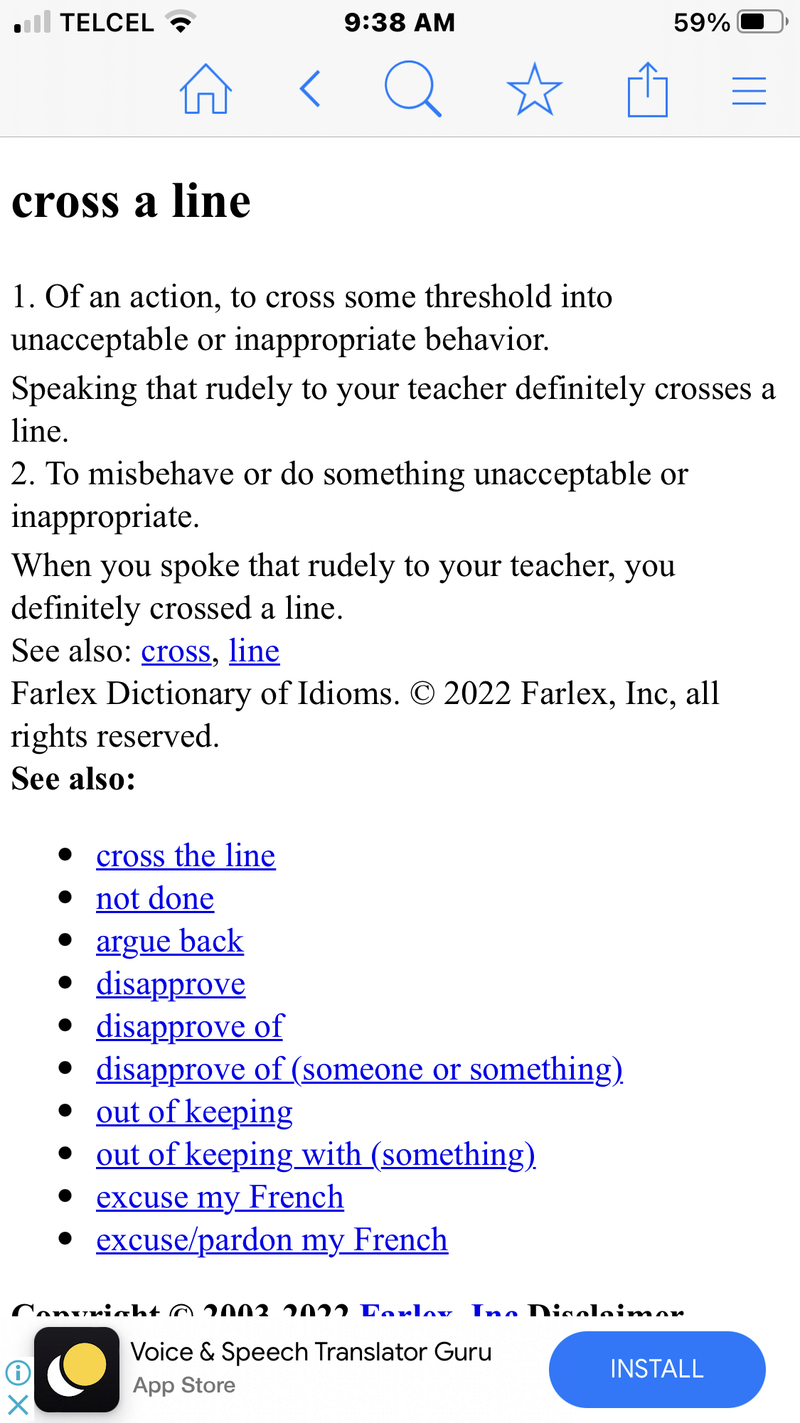 Please show me example sentences with "cross a line". | HiNative