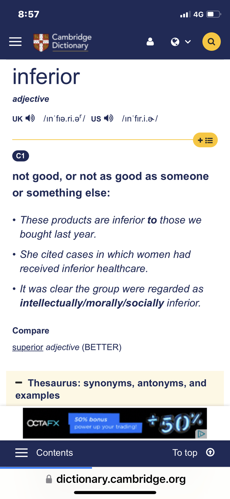 How do you say "自卑 except “inferior”" in English (US)? | HiNative