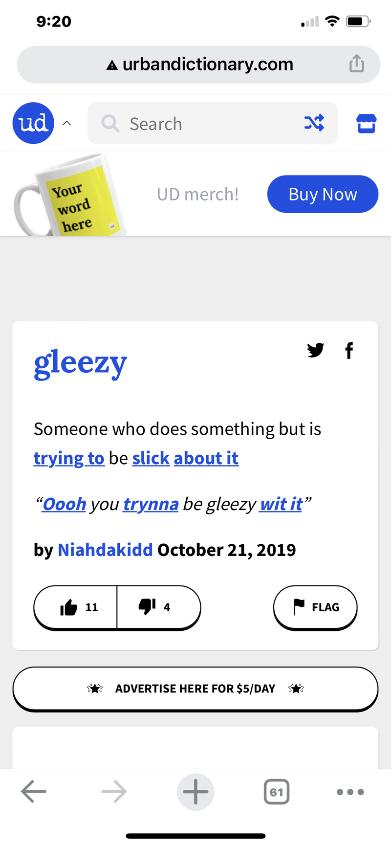 What is the meaning of "Does the word "gleezy" or "glizzy" exist in the English language ...