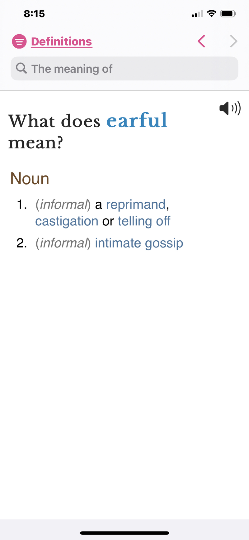 What is the meaning of "What means earful and how can i use it? For ...
