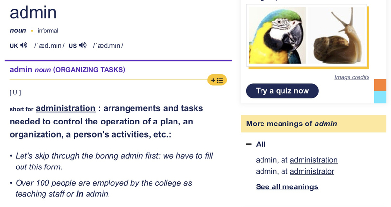 "Admin "은(는) 무슨 뜻인가요? 영어(미국) 질문 | HiNative