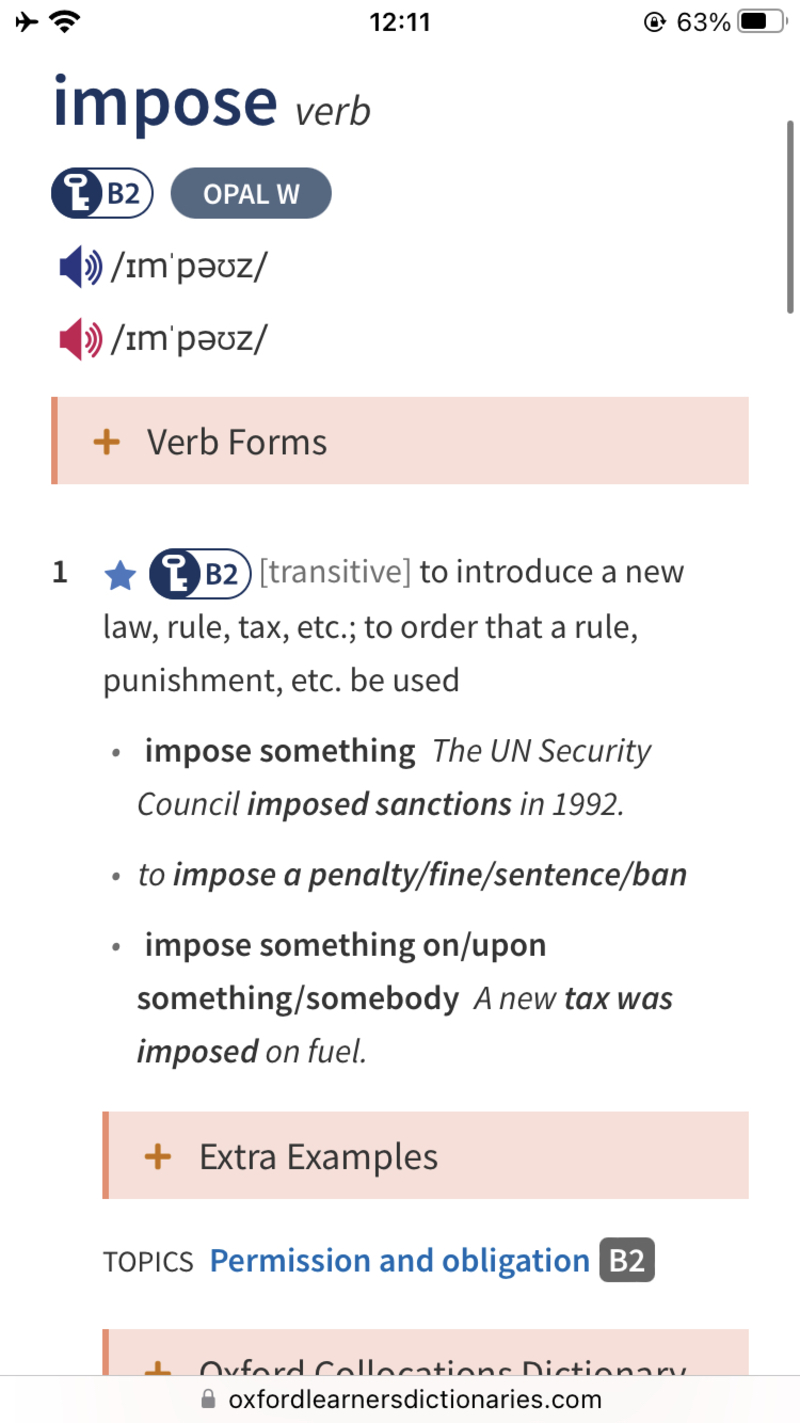The verb "impose" can mean "introduce," right??😊😂 What is the ...