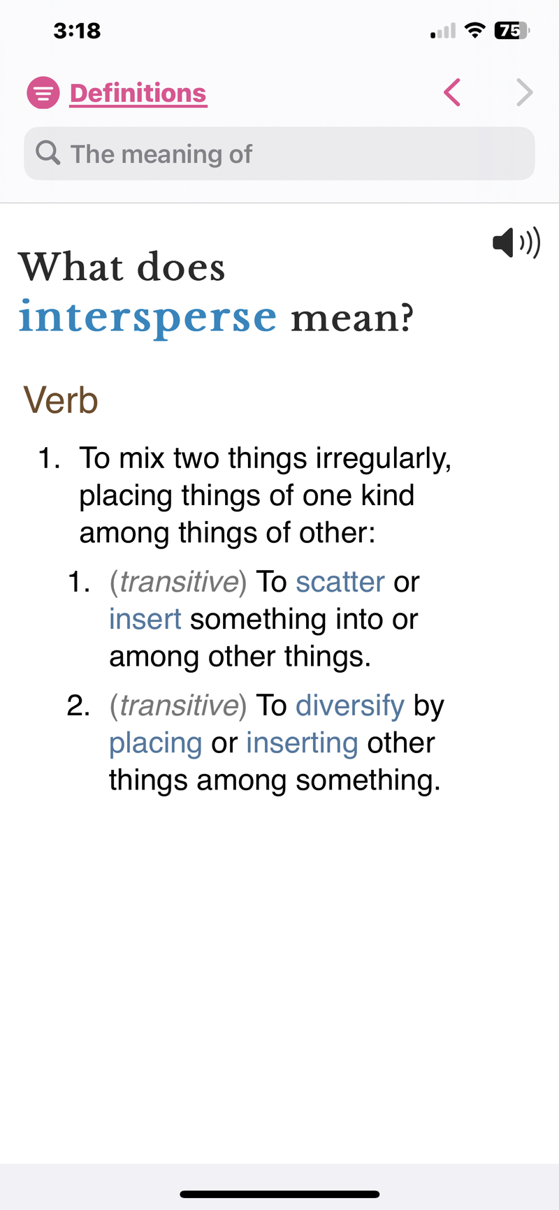 ¿Qué significa "can any one of you please explain what INTERSPERSE mean ...