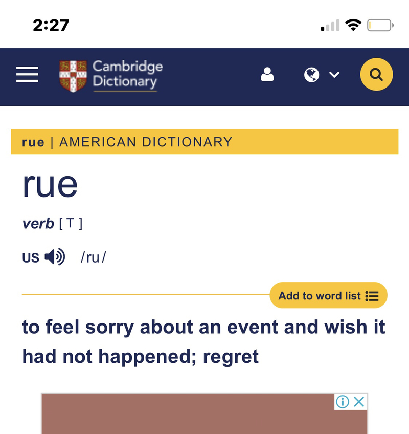 is there any other word for "regret"? | HiNative