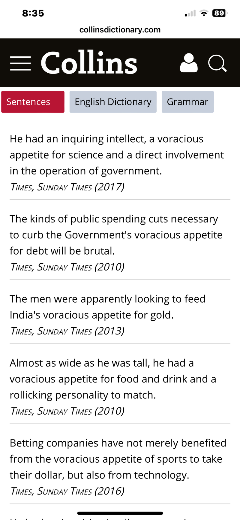 What is the meaning of "Voracious appetite"? - Question about English ...