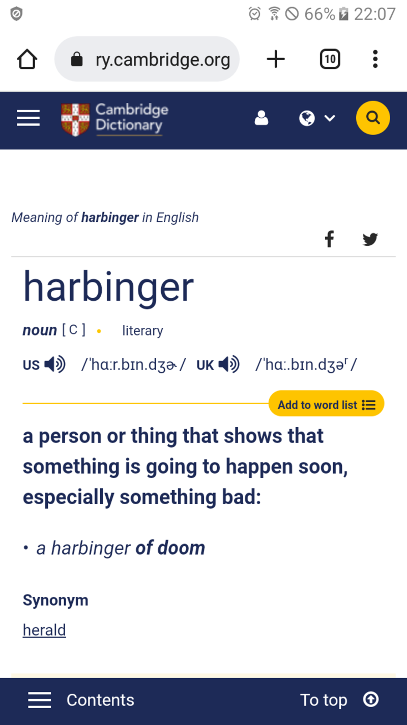 What does "Harbinger of Beginnings" and "Harbinger of Endings" mean ...