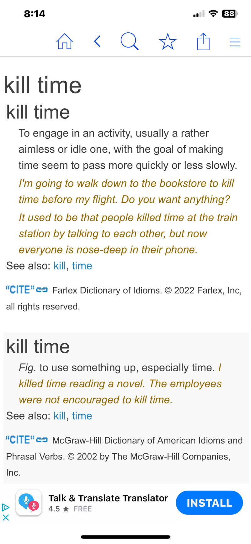 🆚What is the difference between "killing the time" and "kill the time ...