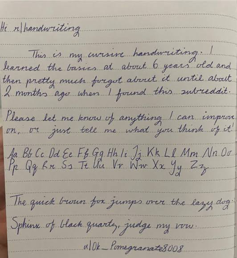 What do you feel if you see a sentence without cursive? I can't stand ...