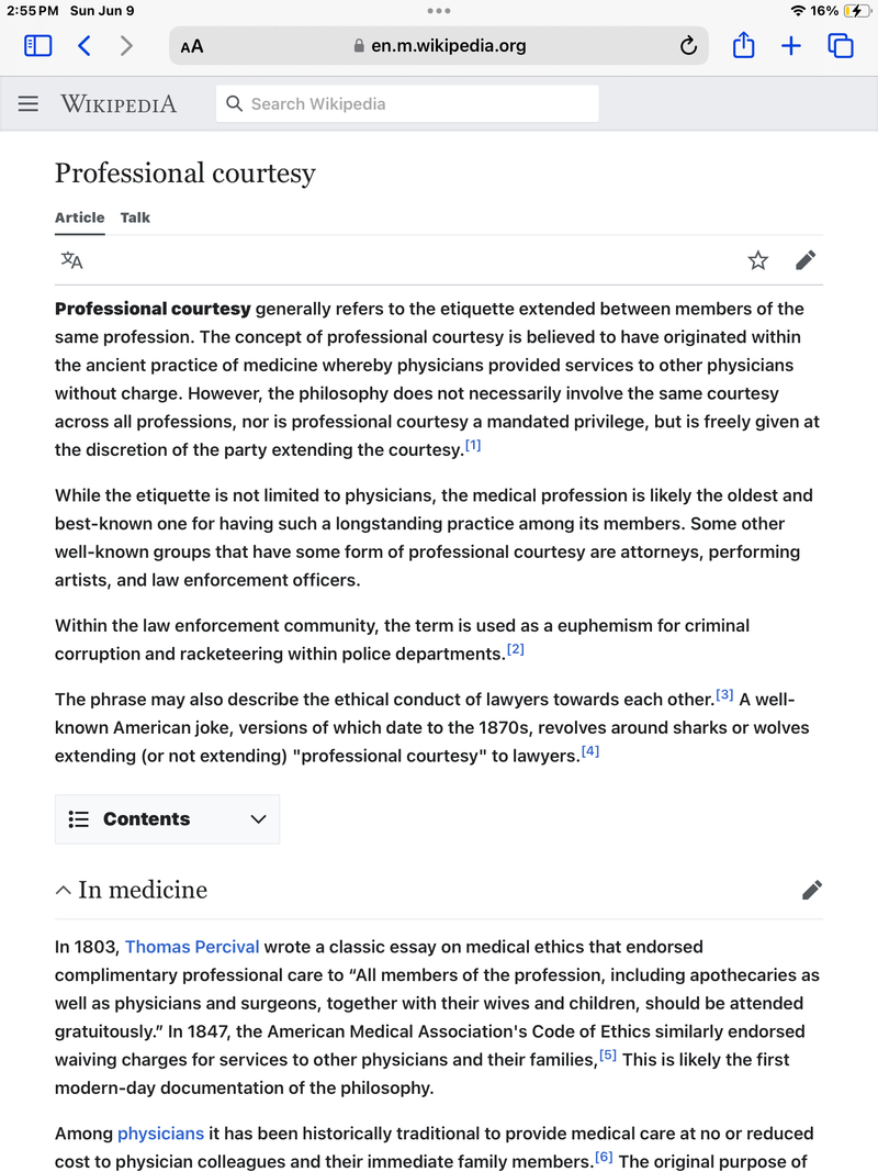 What is the meaning of "I was hoping for some professional courtesy ...