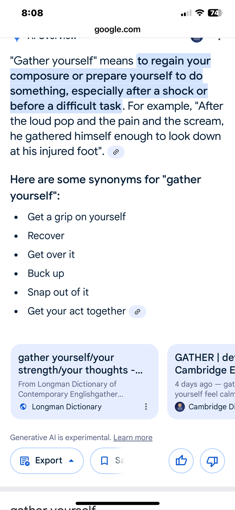 "gather yourself together " 和 "take yourself together " 和有什么不一样？ | HiNative