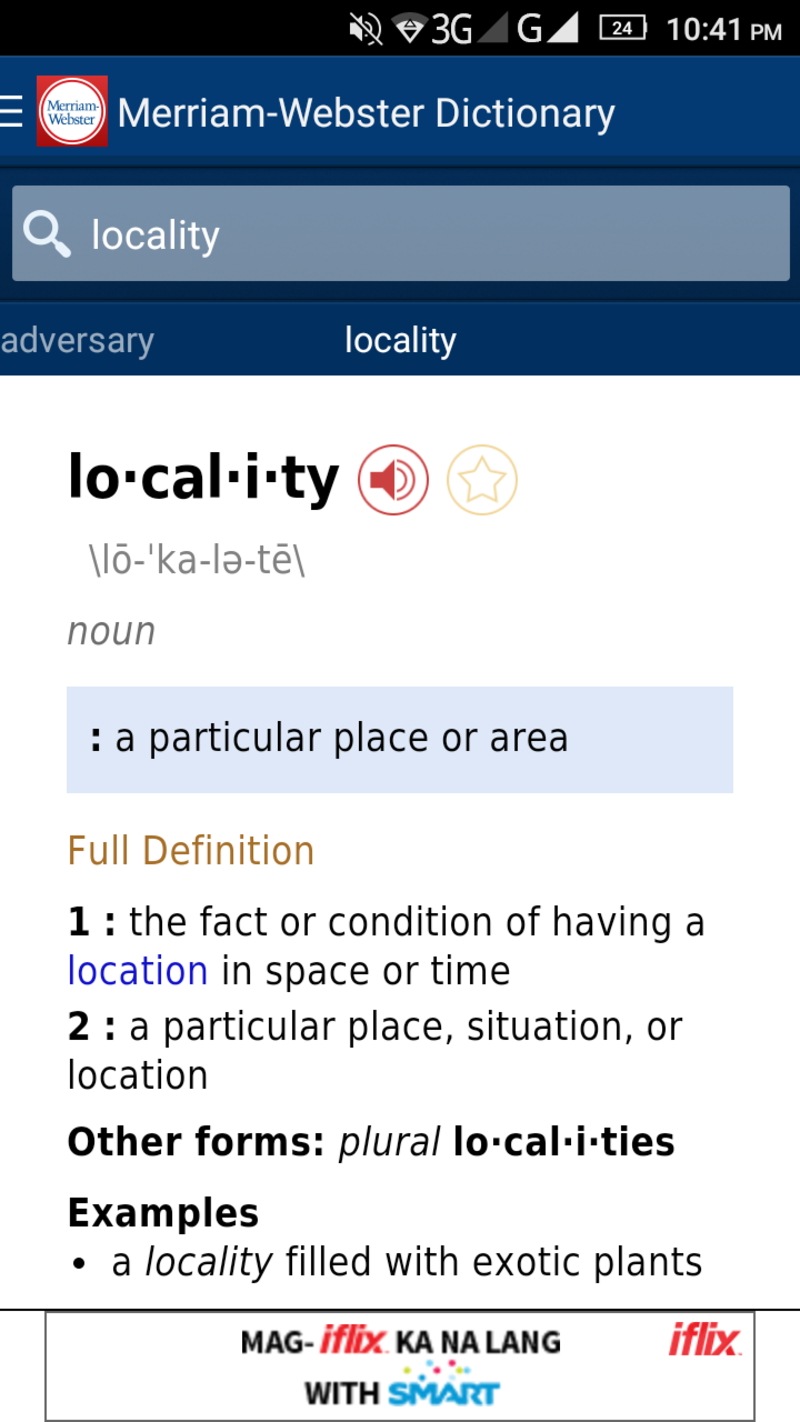 Đâu là sự khác biệt giữa "location" và "locality" ? | HiNative