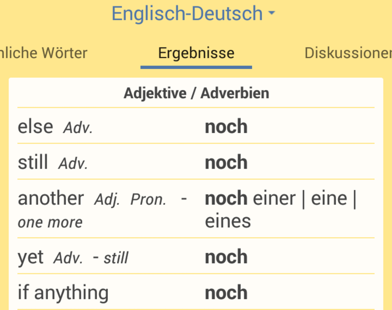 Please show me example sentences with "noch". | HiNative