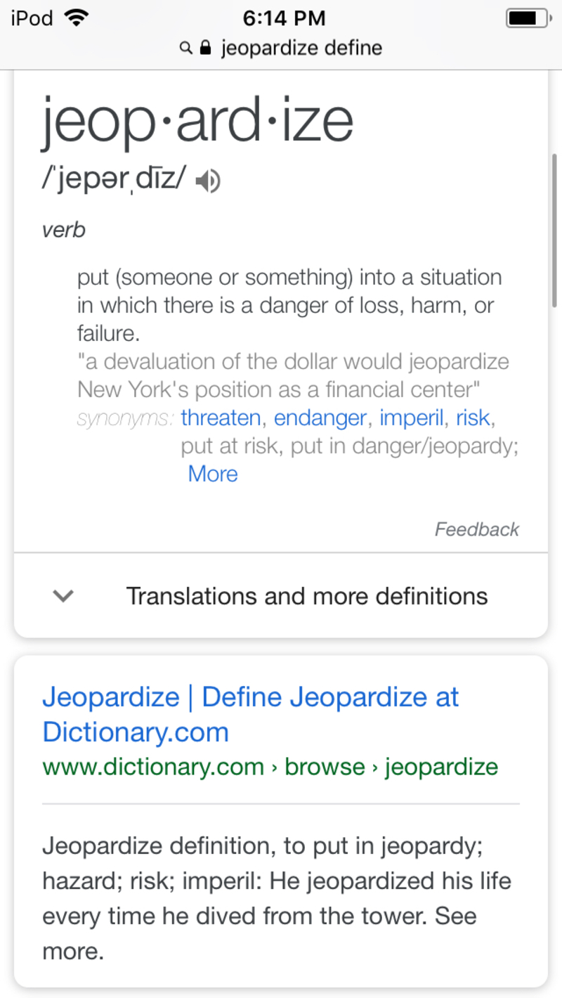 What is the meaning of "Jeopardize"? - Question about English (US ...