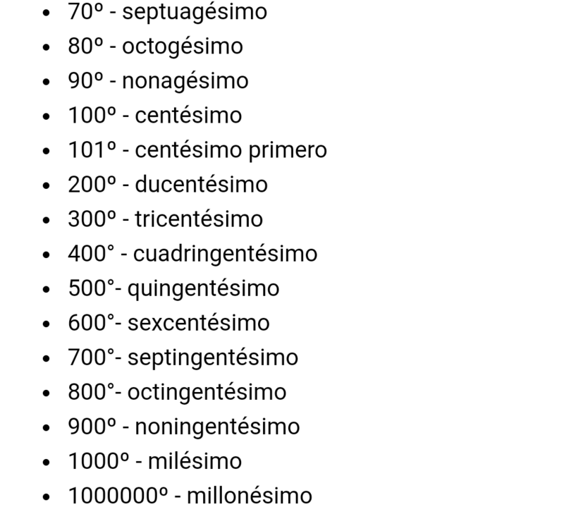 ¿Cómo dices esto en Español (México)? "First, second, third, fourth ...