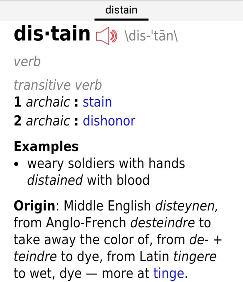 Please show me example sentences with "distain". | HiNative