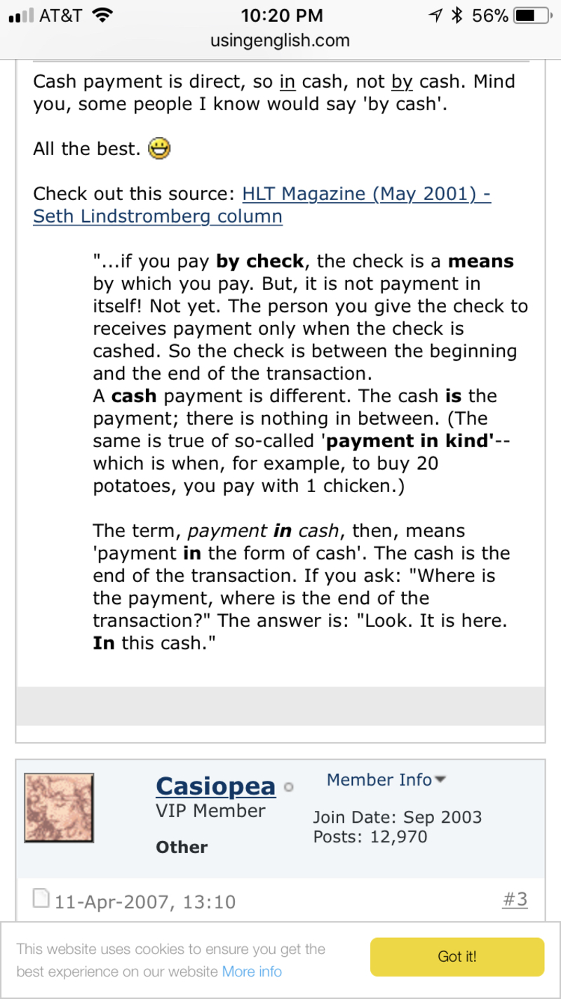 🆚What is the difference between "pay in cash" and "pay by cash" ? "pay ...