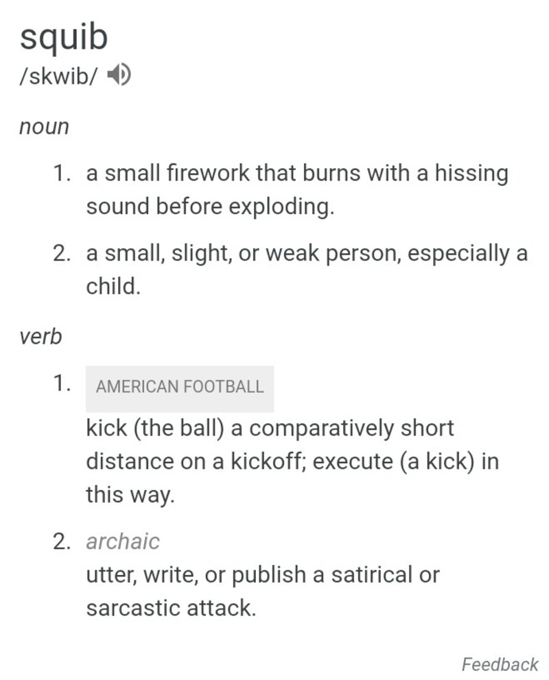 What is the meaning of "squib"? - Question about English (UK) | HiNative