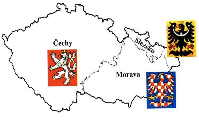 What is the meaning of "Části země : Čechy, Morava, Slezsko ...