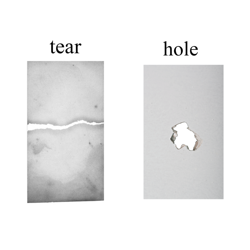 🆚What is the difference between "It has a tear in it." and "There's a ...