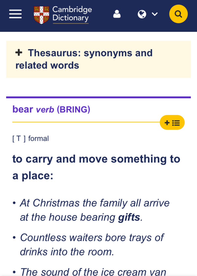 Arrived Thesaurus