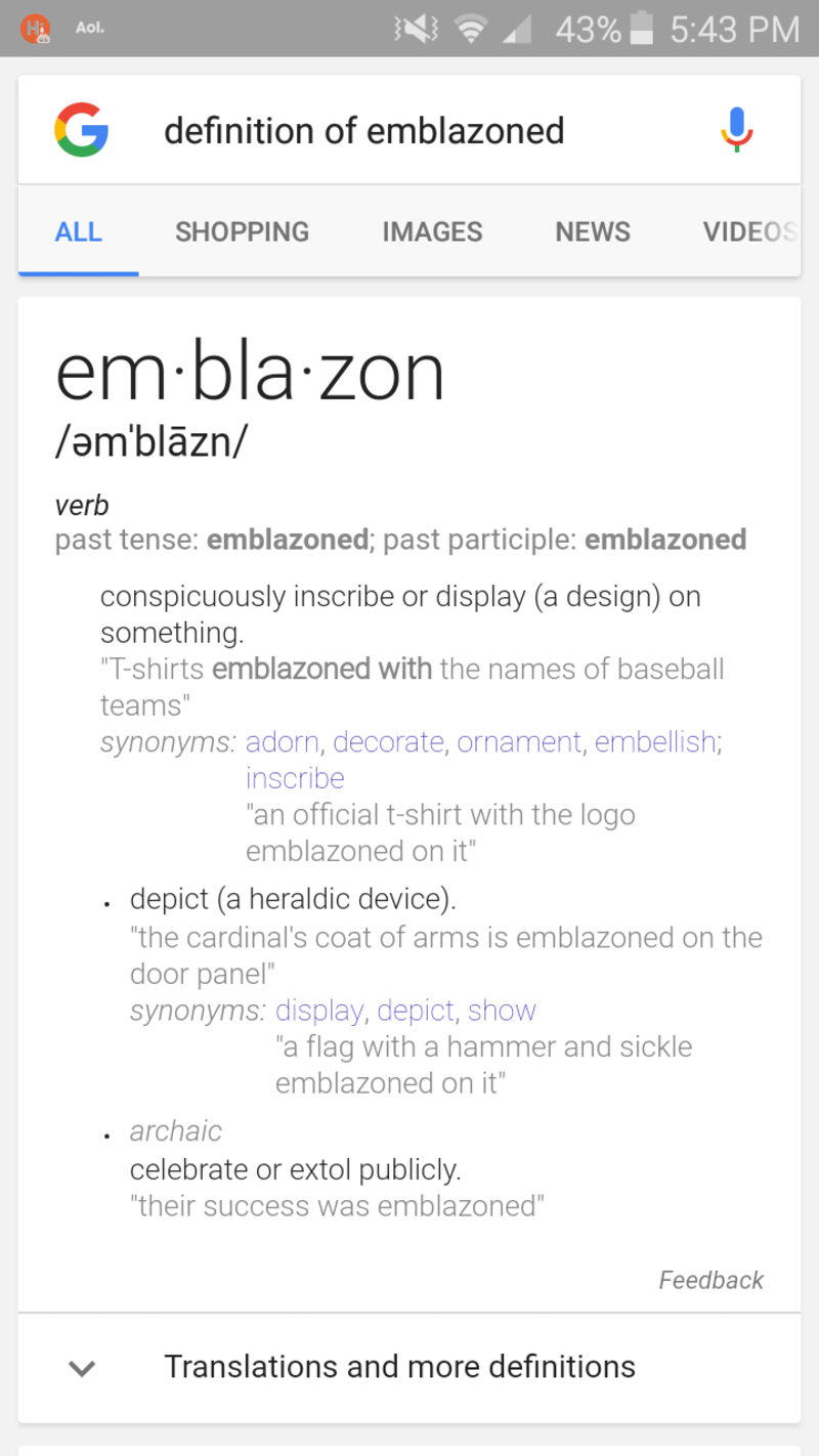 What is the meaning of "emblazon"? - Question about English (US) | HiNative