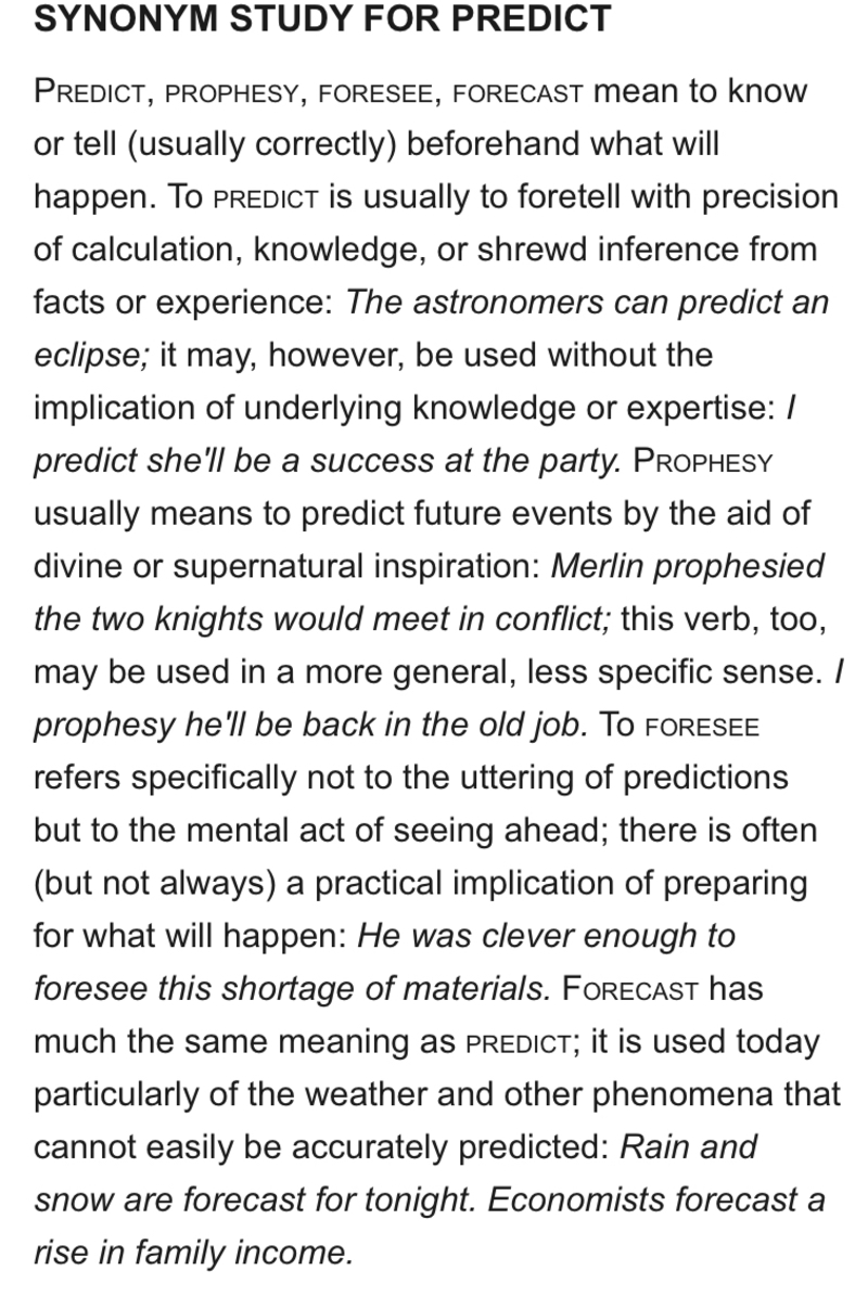 🆚What is the difference between "foresee" and "predict" and "anticipate ...