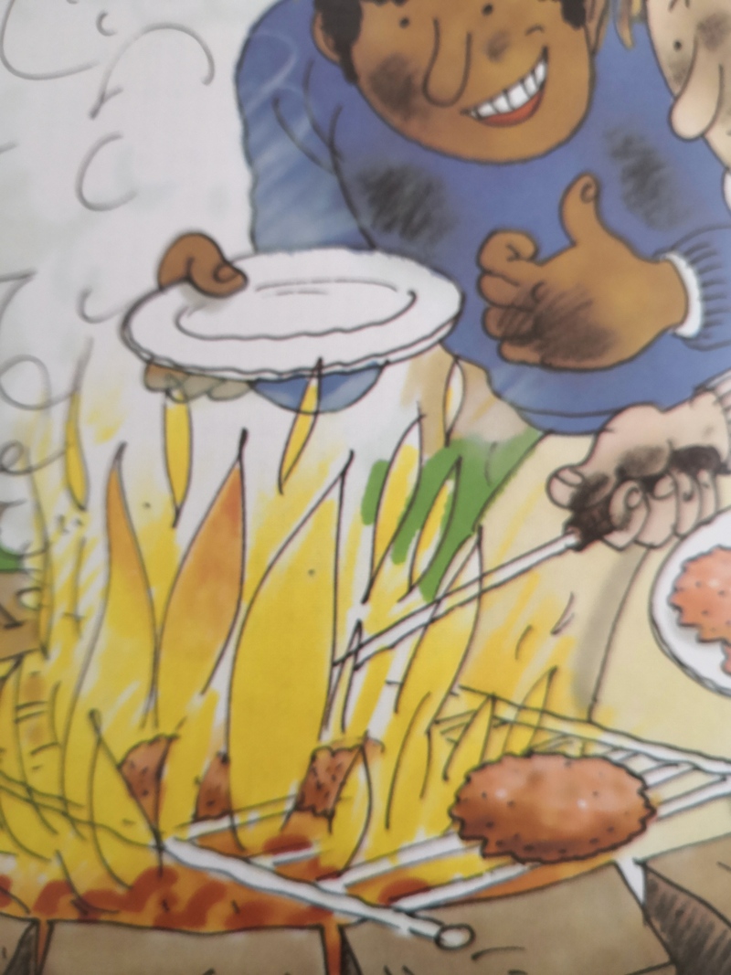 Atfer trying several times, they finally burned the charcoal and cooked ...