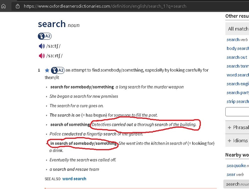 Hello, "Detectives carried out a thorough search of the building ...