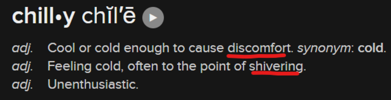 Tell me the degree of expression Cold Cool Freezing Icy-cold Extremely ...