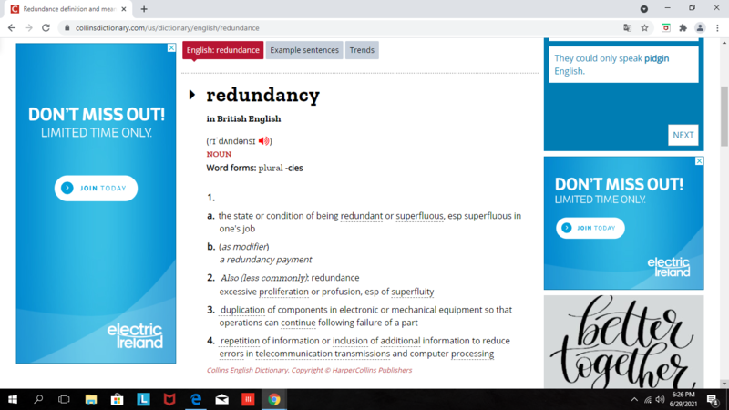 🆚What is the difference between "redundance" and "redundancy ...