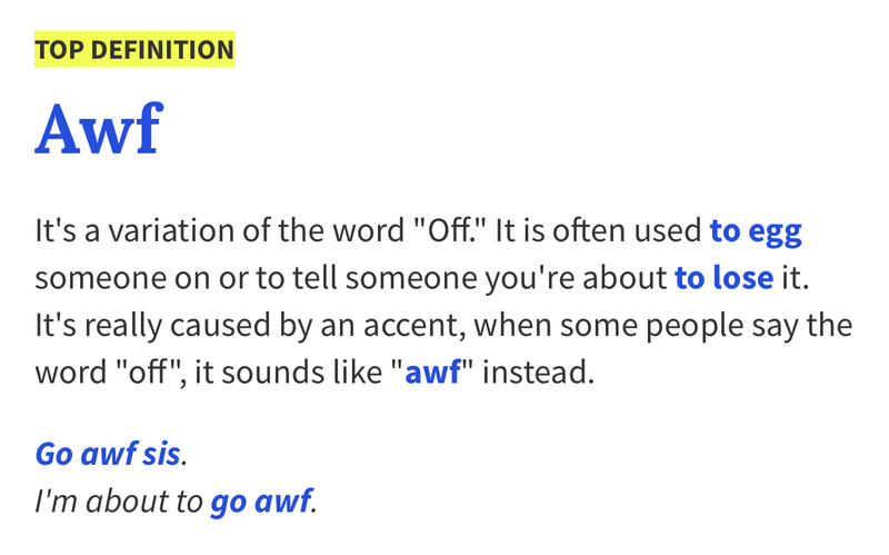 What is the meaning of "AWF"? - Question about English (US) | HiNative