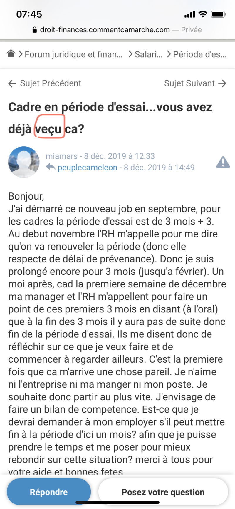 What is the meaning of "« vécu » vs « veçu » - est-ce le deux sont le ...