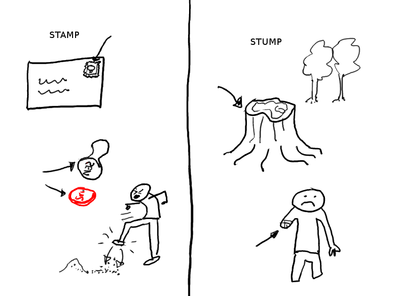 🆚What is the difference between "Stamp" and "Stump" ? "Stamp" vs "Stump ...