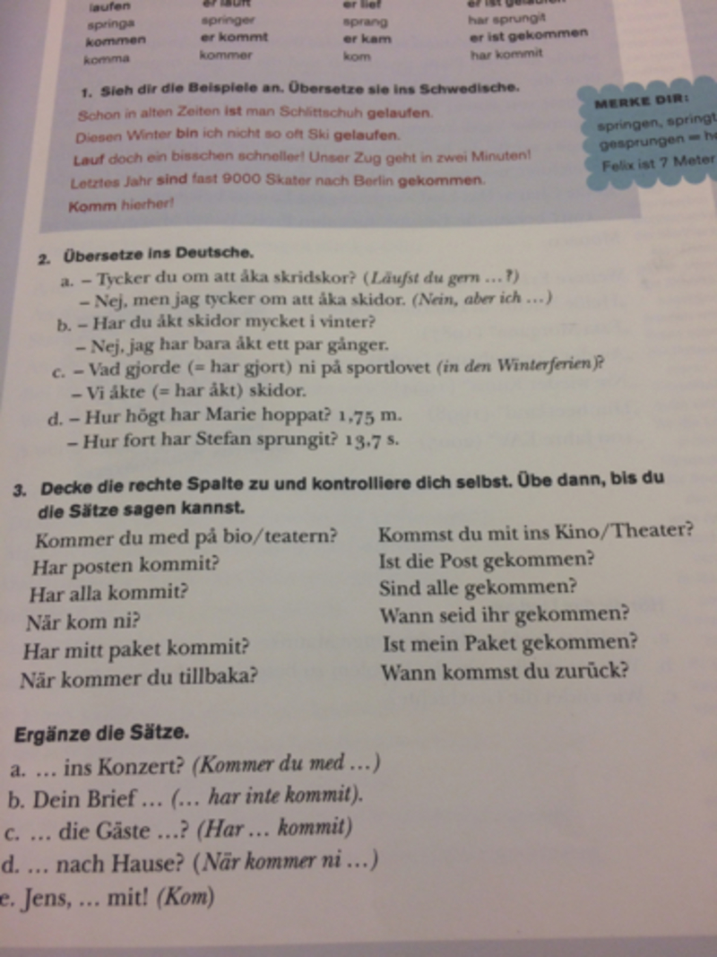 What is the meaning of "Decke die rechte Spalte zu und kontrolliere ...