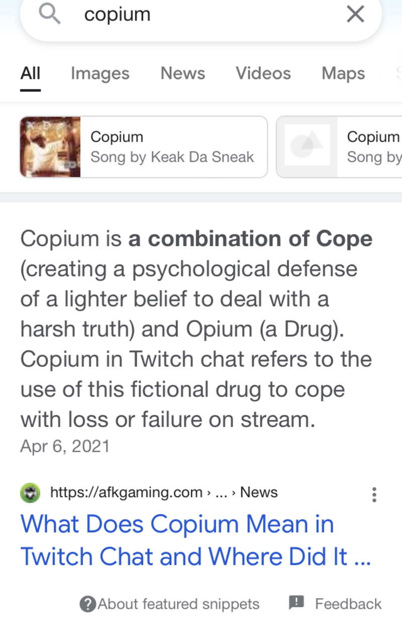 What is the meaning of "copium"? - Question about English (US) | HiNative