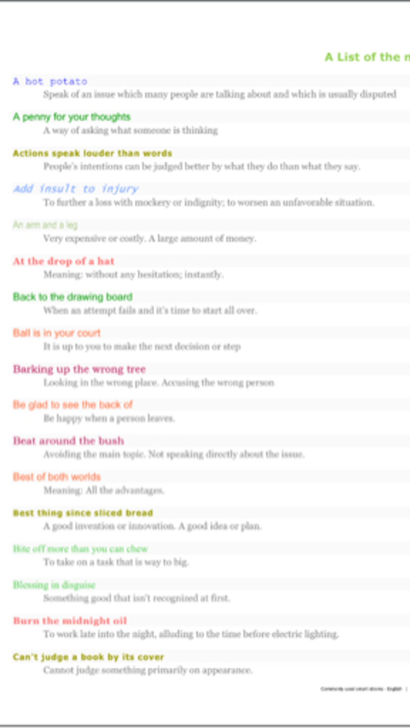 Please show me example sentences with "Idiom phrases ". | HiNative