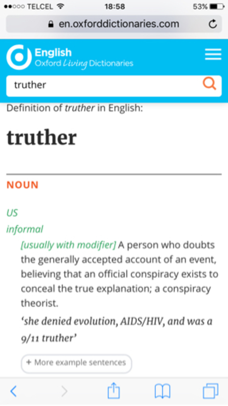 What is the meaning of "Truther"? - Question about English (US) | HiNative