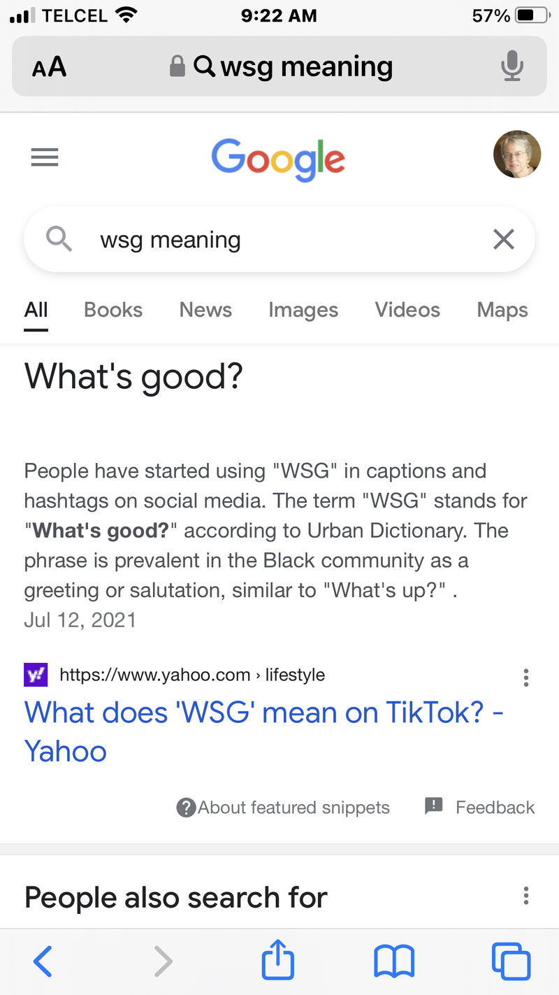 What is the meaning of "wsg "? - Question about English (US) | HiNative